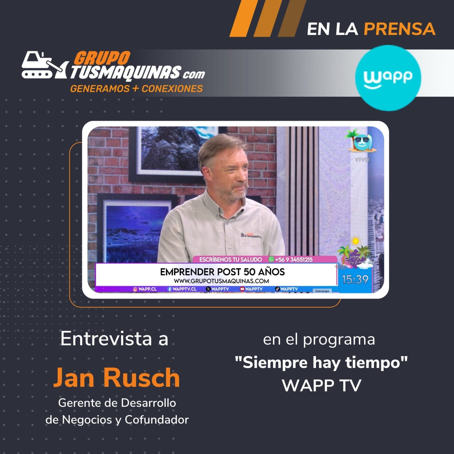 Entrevista a Jan Rusch en el Canal Wapp TV | GrupoTusMaquinas